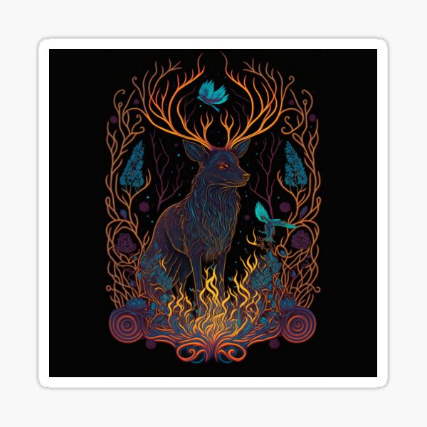 "Neon Celtic Stag" Sticker for Sale by AwakenedSoul | Redbubble