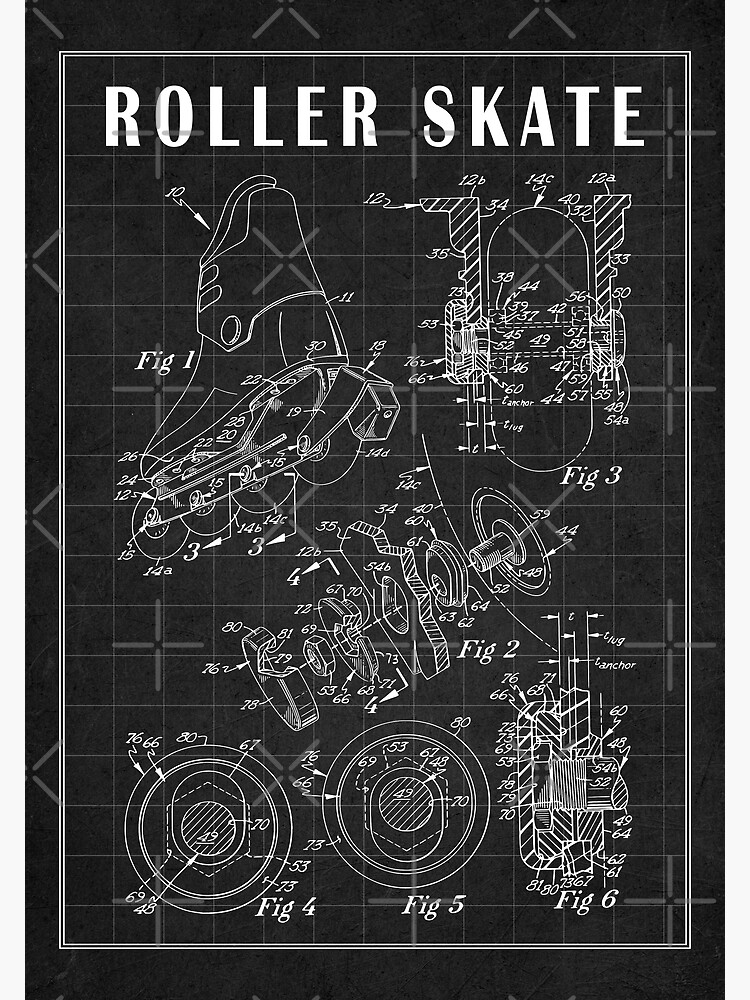 "Skater roller skate Vintage Patent art Drawing Print-roller skate ...