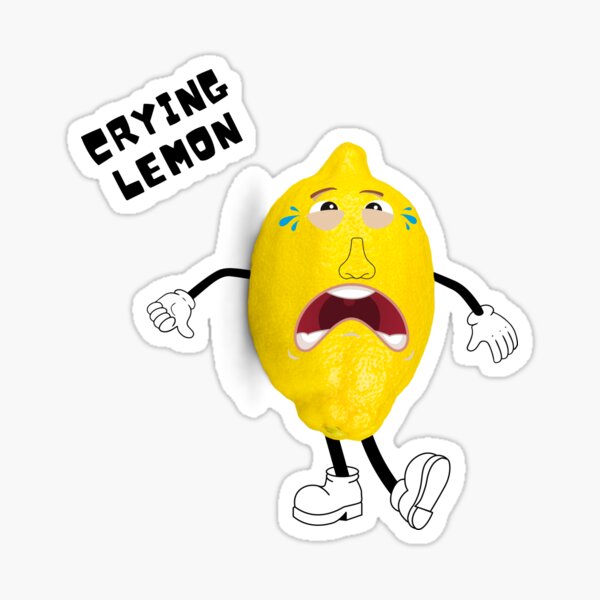 "Crying Lemon Emoji Word Artwork" Sticker for Sale by BaristaHero ...
