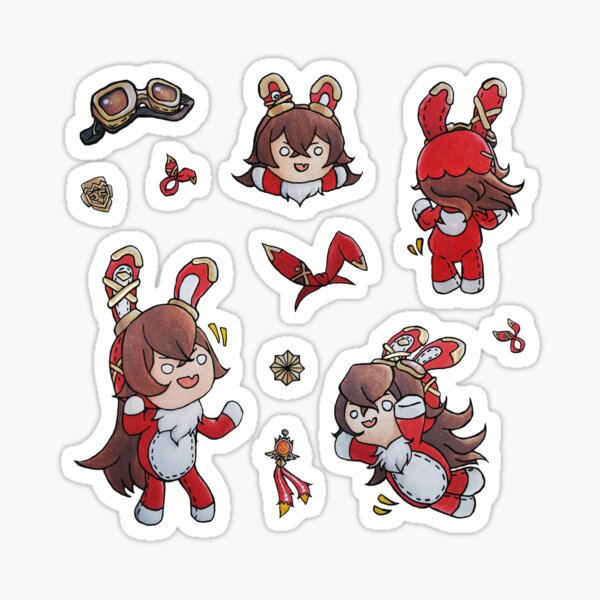 "Watercolor Genshin Impact Amber set" Sticker for Sale by Jessfm ...