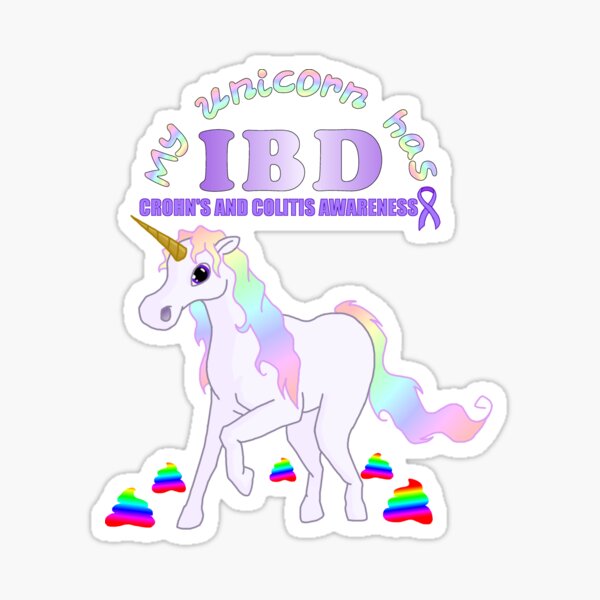 "My IBD Unicorn - Crohn's and Colitis Awareness" Sticker by poo-tee ...