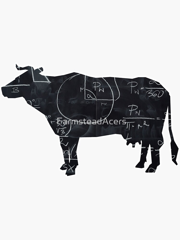 "Black Cow-culator Math Cow puns" Sticker for Sale by FarmsteadAcers ...
