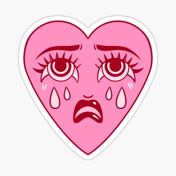 "Crying Heart Pink" Sticker for Sale by Eidalfina | Redbubble