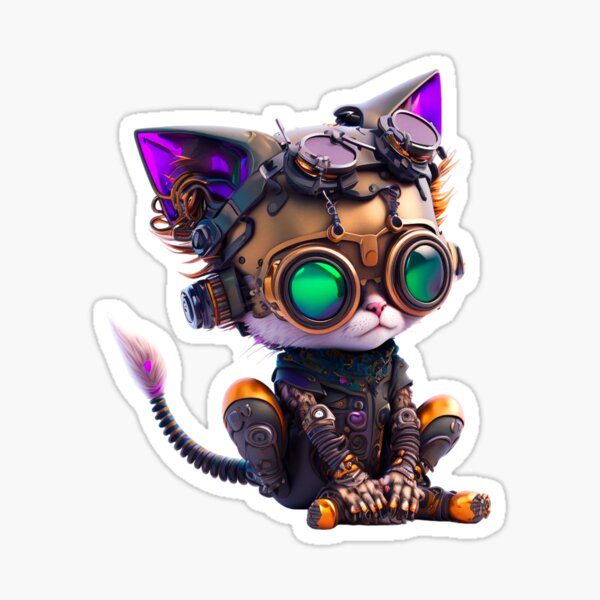 "Toy Art - Cyberpunk Cat - N04" Sticker for Sale by SimplePen | Redbubble