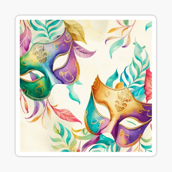 "Mardi Gras Masquerade Mask Art" Sticker for Sale by PATTURNZ | Redbubble