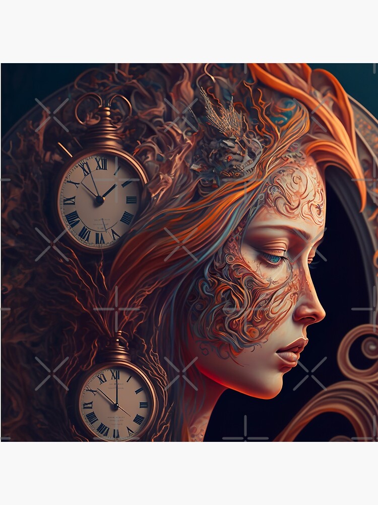 "Surreal Art: Woman with Clocks in her Hair - Hyperrealistic 4K Image | Clock woman | Woman ...