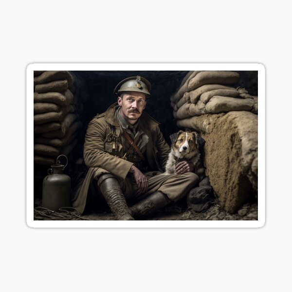 "Soldier And His Dog In A Trench" Sticker for Sale by AIWarArt | Redbubble