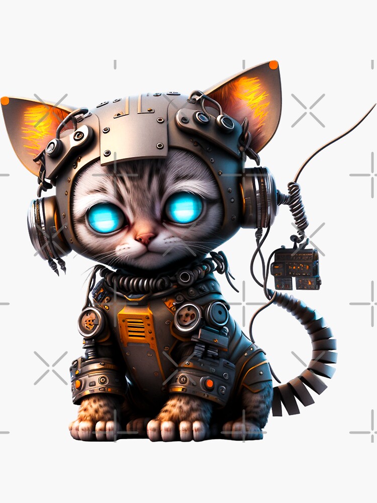 "Toy Art - Cyberpunk Cat - N11" Sticker for Sale by SimplePen | Redbubble