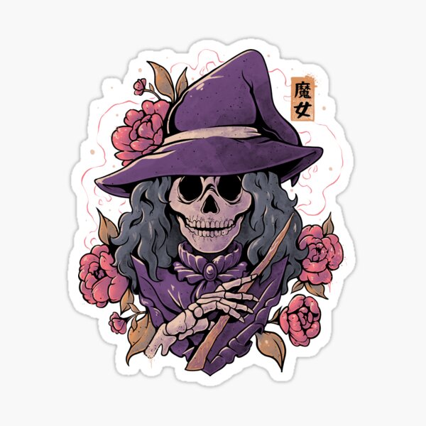 "Magic Death - Witch Skull Goth Gift" Sticker for Sale by EduEly ...
