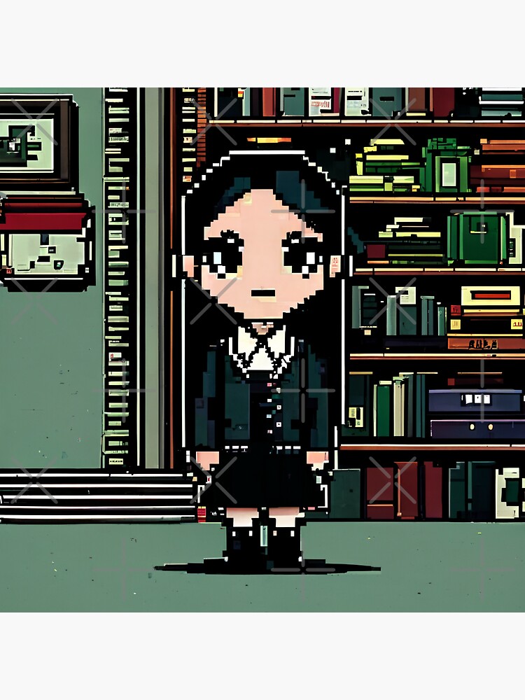 "Wednesday Addams, Pixel art" Sticker for Sale by Pralph | Redbubble