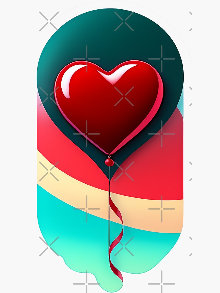 "Cute Heart Shaped Hot Air Balloon Birthday Gift Design" Sticker for ...