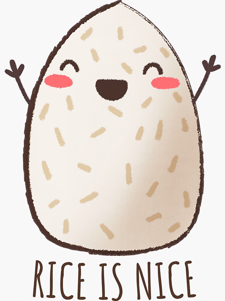 " "Rice is Nice" Cute Grain of Rice" Sticker for Sale by cake-for-all ...