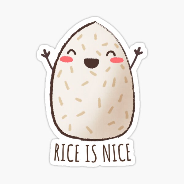 " "Rice is Nice" Cute Grain of Rice" Sticker for Sale by cake-for-all ...