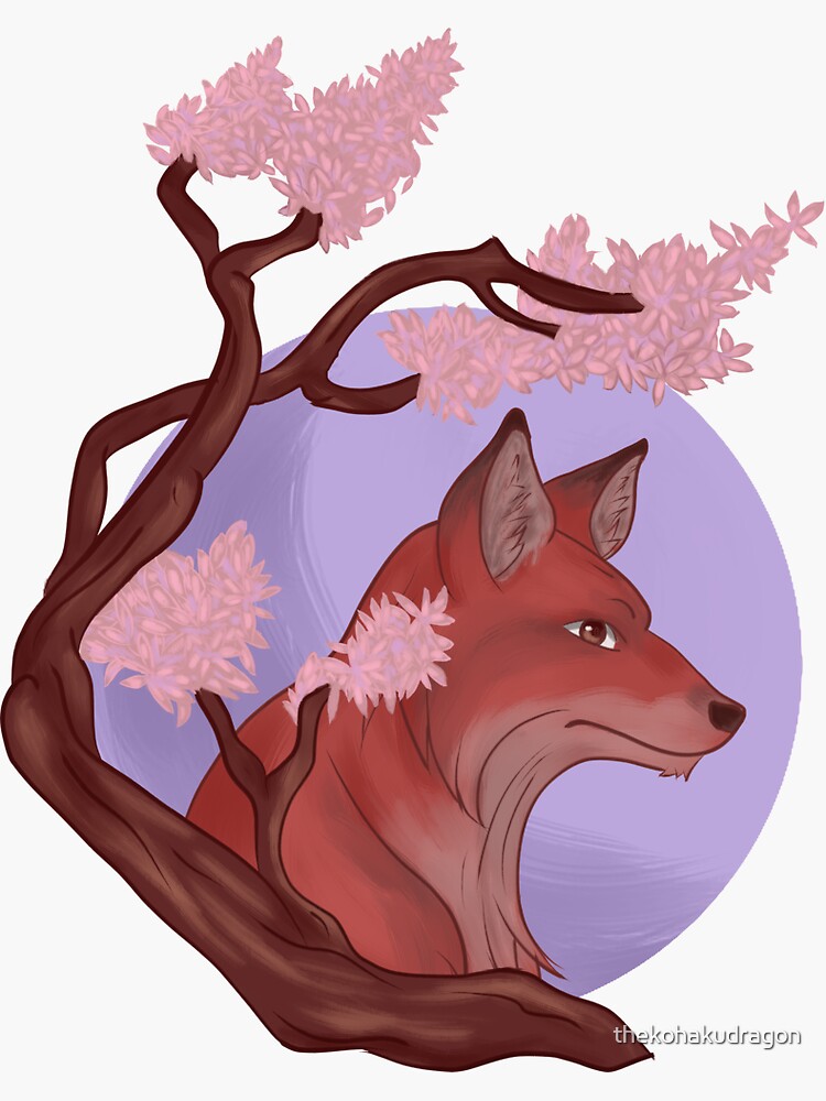 "Sakura Fox" Sticker by thekohakudragon | Redbubble