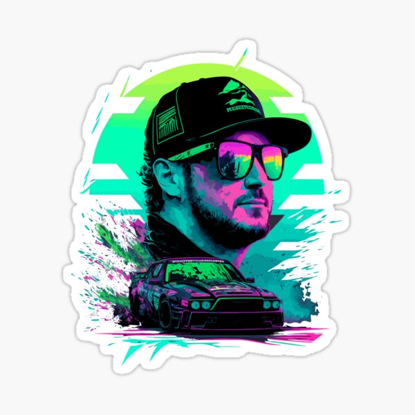 "Synthwave Rally Ken Block" Sticker for Sale by ChasmicArt | Redbubble