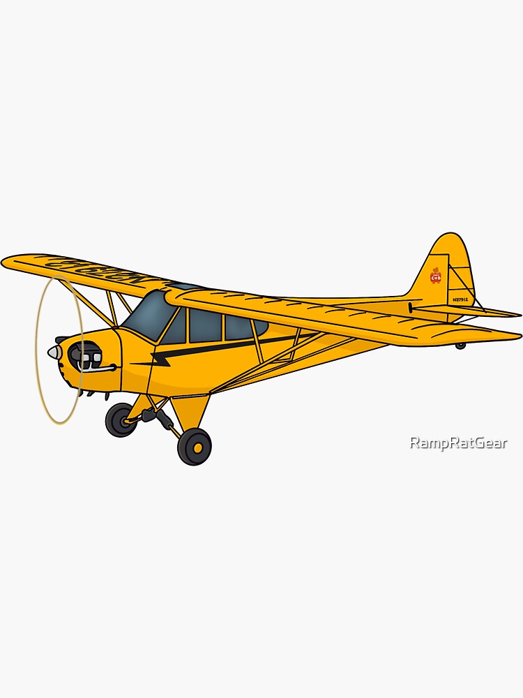 "Piper J-3 Cub Airplane Art" Sticker for Sale by RampRatGear | Redbubble