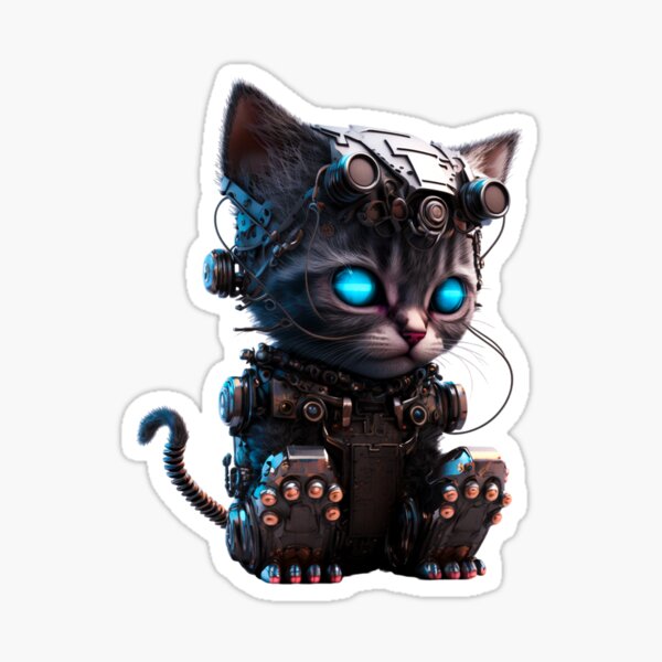 "Toy Art - Cyberpunk Cat - N20" Sticker for Sale by SimplePen | Redbubble
