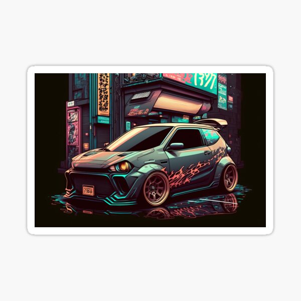 "Small Sporty Hatchback Car in the Streets of Tokyo" Sticker for Sale ...