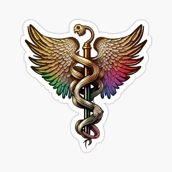 "Rainbow Caduceus 2" Sticker for Sale by alwayswired | Redbubble