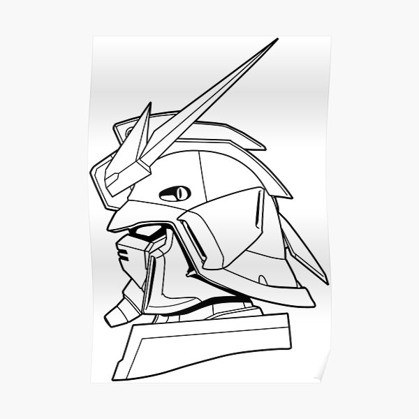 "Gundam Shenlong Profile Outline Black" Poster by MossLoves | Redbubble