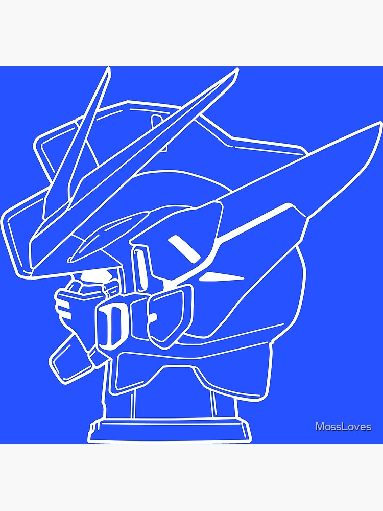 "Gundam Wing Profile Outline White" Poster by MossLoves | Redbubble