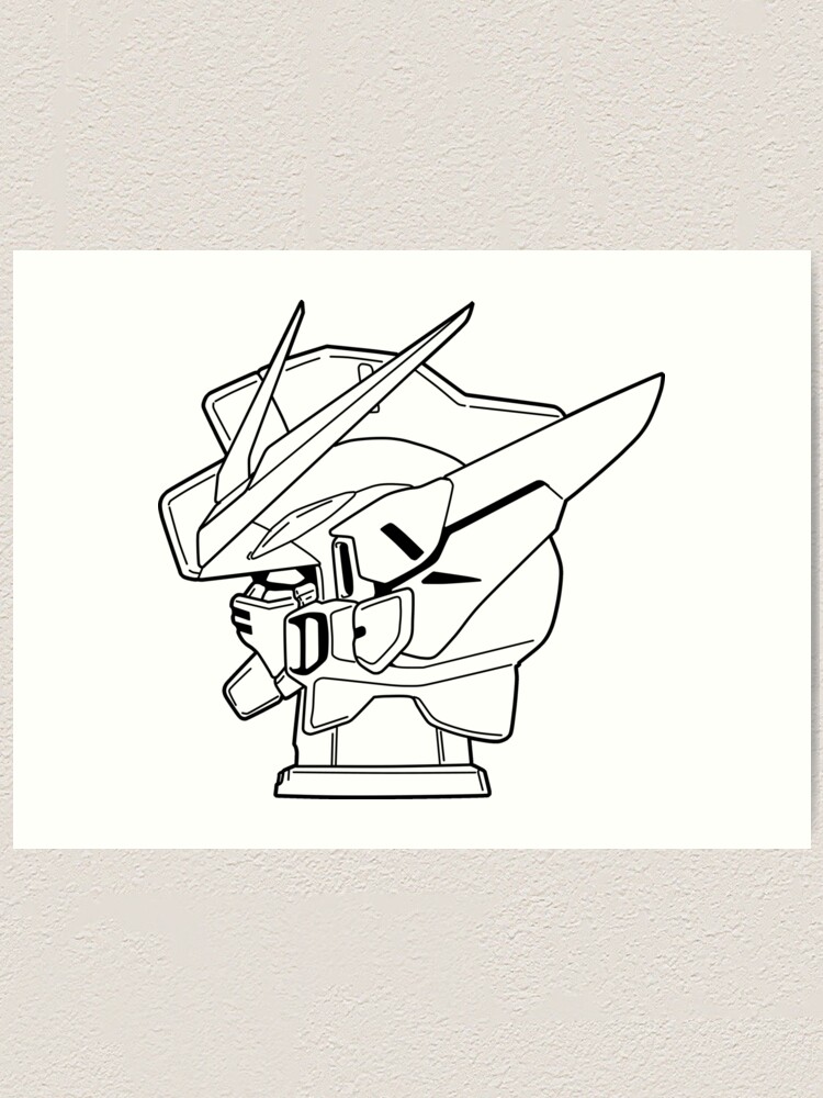 "Gundam Wing Profile Outline Black" Art Print by MossLoves | Redbubble