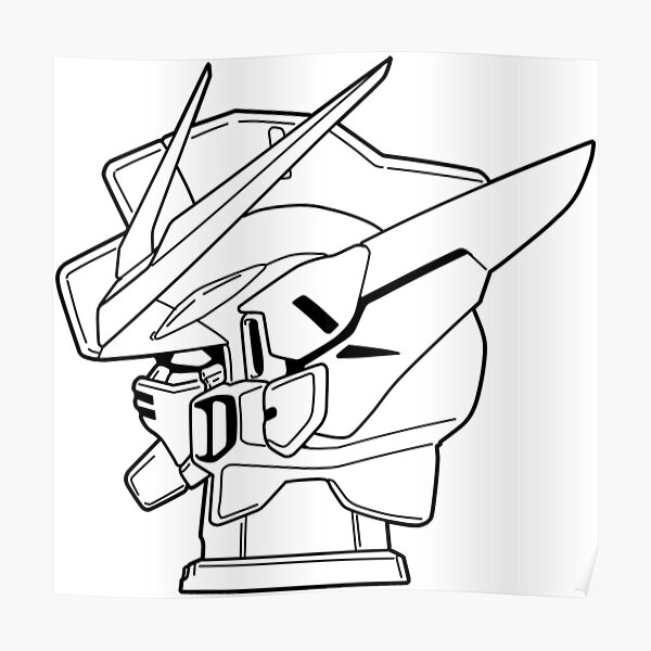 Poster « Gundam Wing Profil Outline Noir », par MossLoves | Redbubble