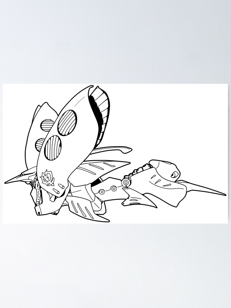 "Qubeley Flying Outline Black" Poster by MossLoves | Redbubble