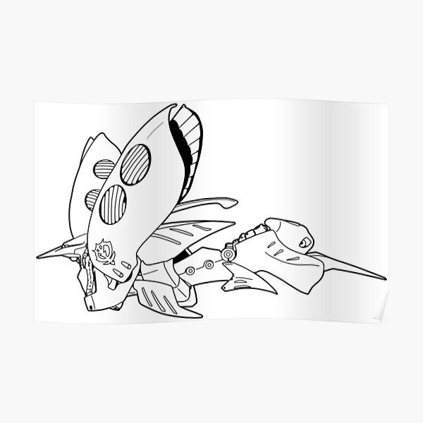 "Qubeley Flying Outline Black" Poster by MossLoves | Redbubble