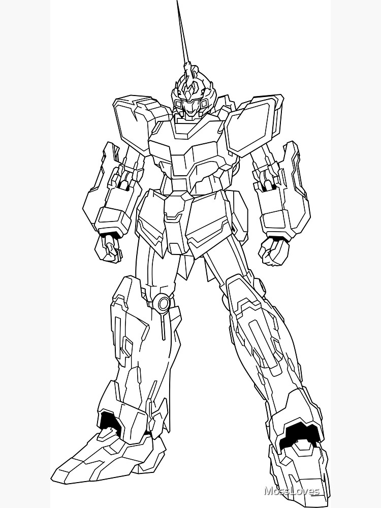 "Unicorn Gundam Outline Black" Poster for Sale by MossLoves | Redbubble