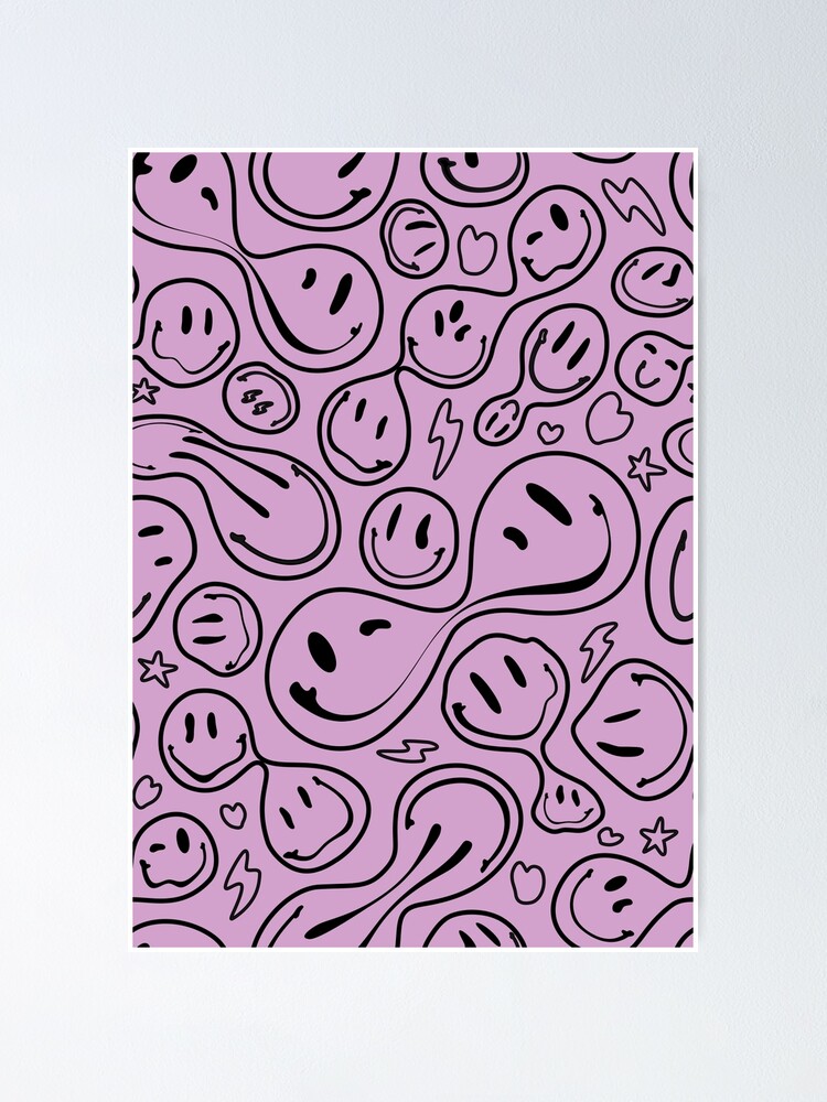 "Smiley face Pattern Lilac Pink Aesthetic Smiley Pattern" Poster for ...