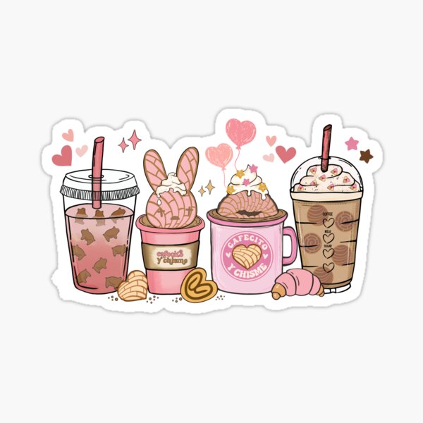 "Cafecito y Chisme Pan Dulce Hand Drawn Mexican Concha iced coffee cup ...