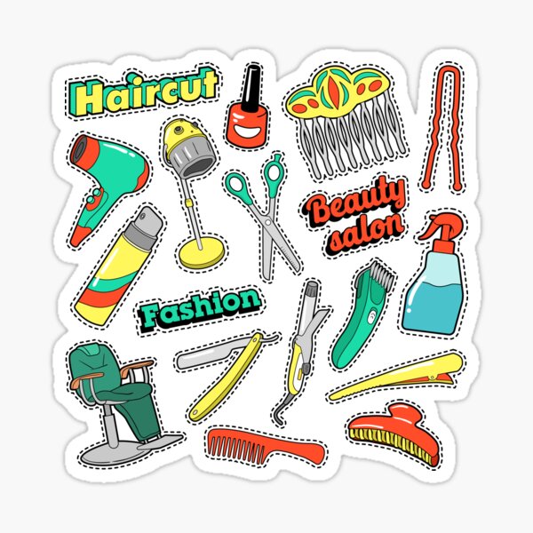 "Hair Beauty Salon Patches, Badges, Stickers with Scissors and Comb ...