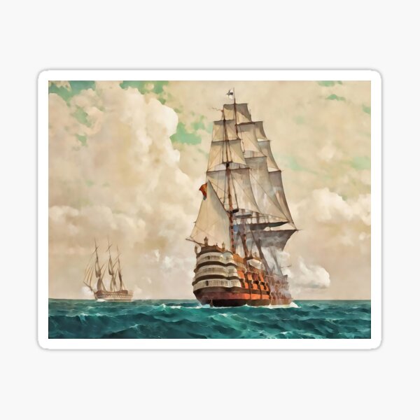 "Full Sail Ahead - Old Sailing Ship" Sticker for Sale by EcoArtLab ...