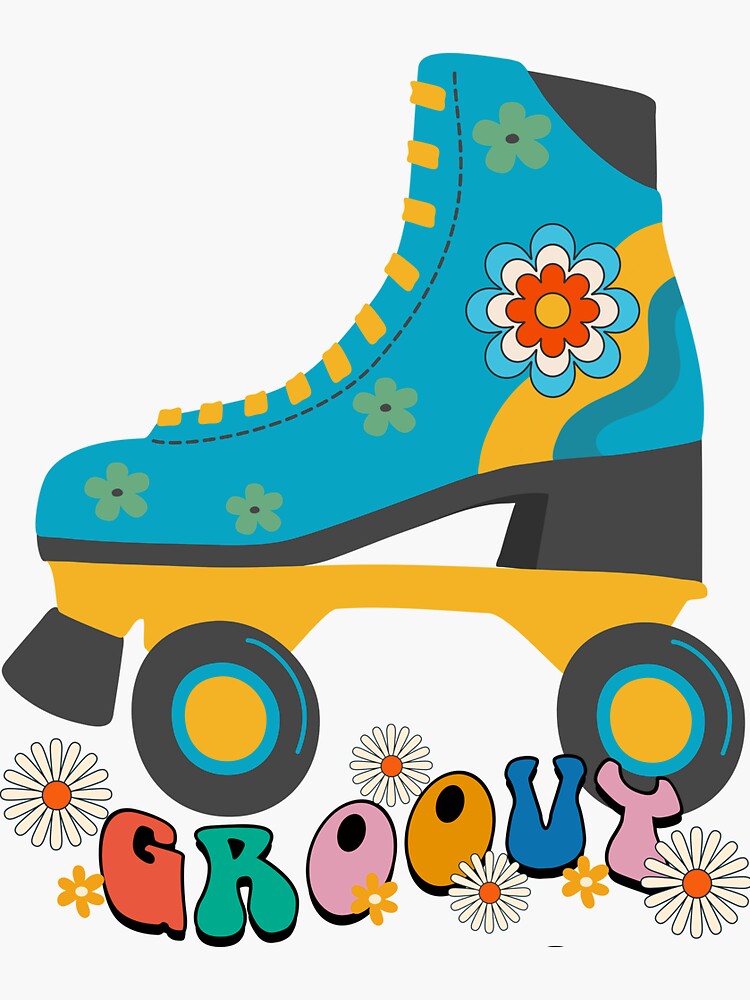 "1970's Groovy Rollerskate " Sticker for Sale by GumStGraphics | Redbubble