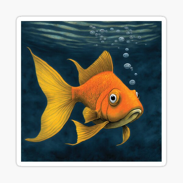 "Goldfish with beautiful long fins" Sticker for Sale by Geminiartstudio ...