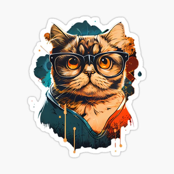 "Cute Colorful Cat For Women's Men Boys Girls- Cat Lovers" Sticker for ...