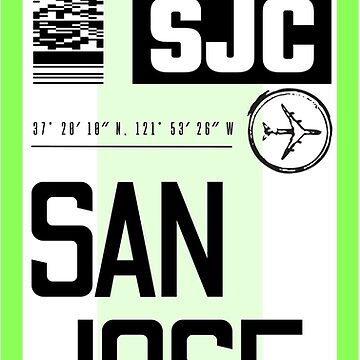 "SAN JOSE SJC classic luggage tag flight sticker" Sticker for Sale by ...