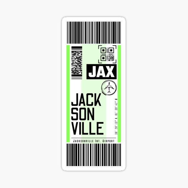 "JACKSONVILLE JAX classic luggage tag airport stickers" Sticker for ...