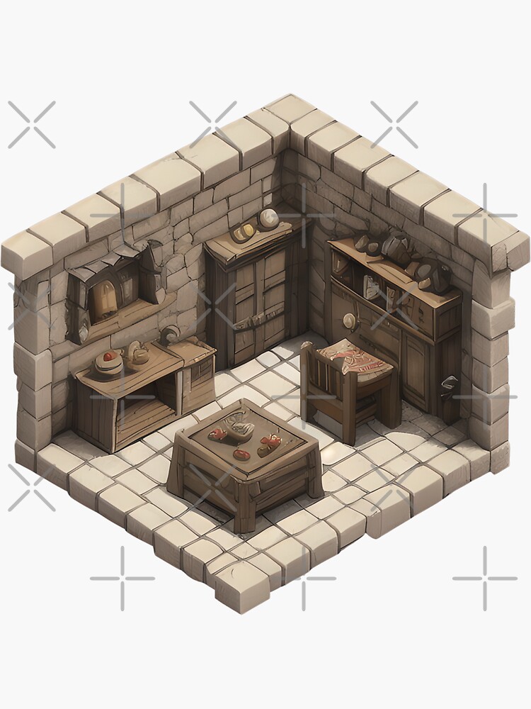 "Isometric Medieval Living Room - Voxel Design" Sticker for Sale by ...