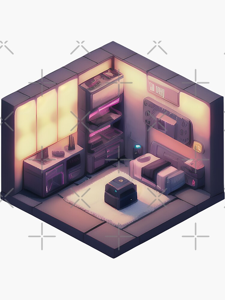 "Future Isometric Room - Retro Future Room" Sticker for Sale by ...