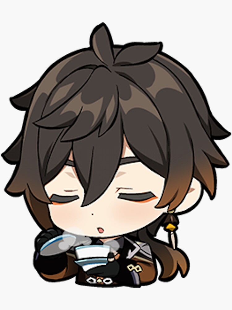 "Zhongli Chibi - Drinks tea [ Genshin Impact ]" Sticker for Sale by the ...