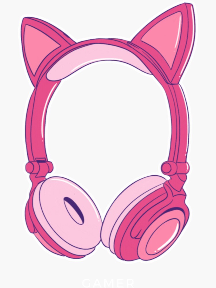 "Cat ear headphones with gamer font " Sticker for Sale by ColorCube1 ...