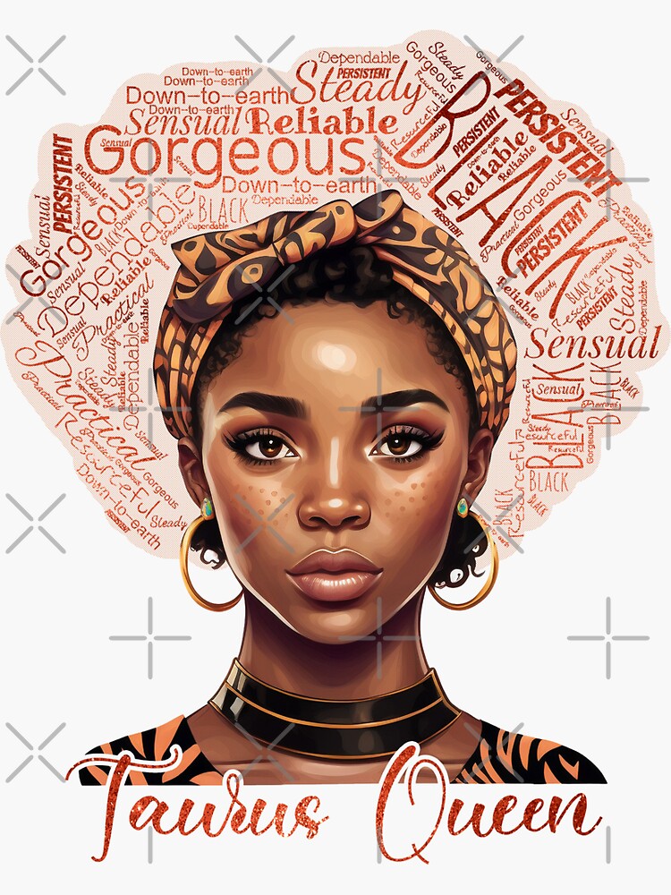 "Taurus Queen - Black African Beauty Queen" Sticker for Sale by ...