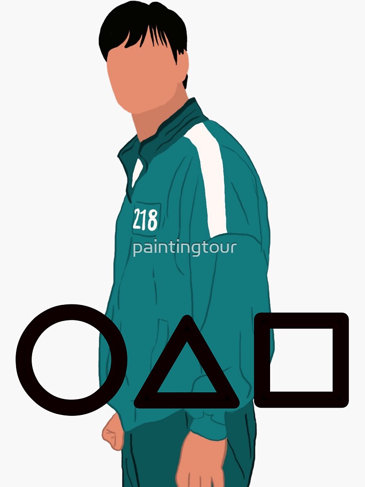 "The Squid Game player 218 & Squid game Logo" Sticker for Sale by ...