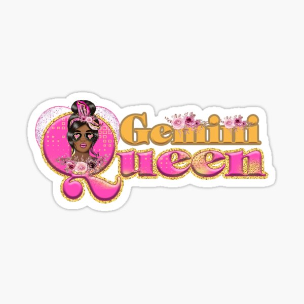 "Gemini Queen - Black African Beauty Queen With Hearts" Sticker for ...