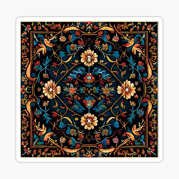 "Antique Persian Carpet with Flowers , Persian Rug Print" Sticker for ...