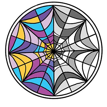 "Colorful spider web window" Sticker by MinimalMinimus | Redbubble