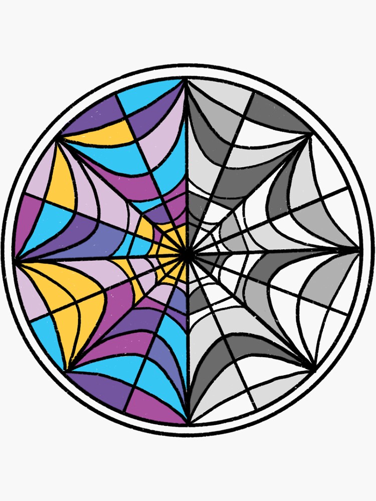 "Colorful spider web window" Sticker by MinimalMinimus | Redbubble