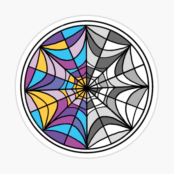 "Colorful spider web window" Sticker by MinimalMinimus | Redbubble